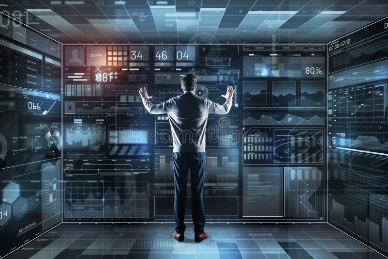 Confident Programmer Putting His Hands Up while Controlling the ...