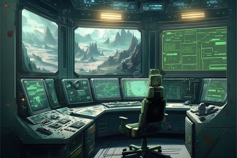Control Command Center Room Concept. Stock Illustration - Illustration ...