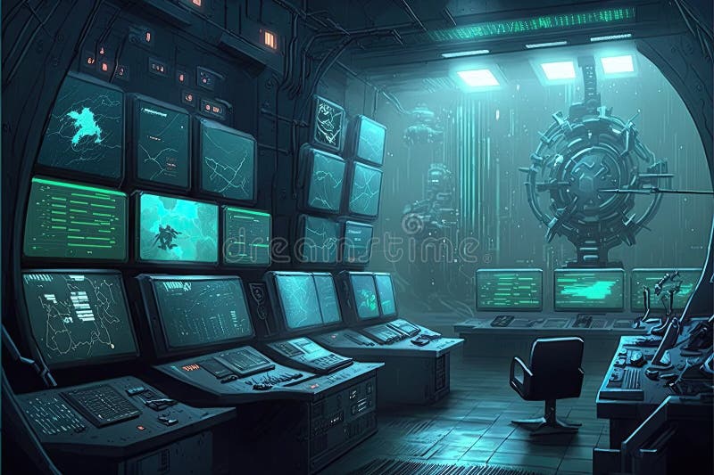 Control Command Center Room Concept. Stock Illustration - Illustration ...