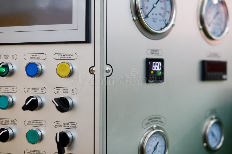 Control Console of Automatic Industrial Machine Stock Image - Image of ...