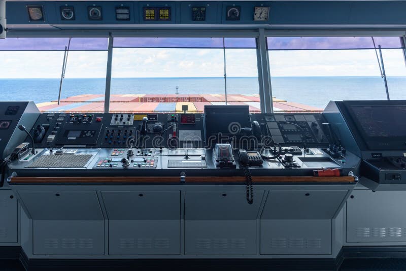 Control Console of the Cargo Container Ship. Stock Photo - Image of ...