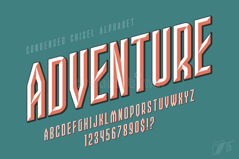 Chisel Letters Design, Original Vintage Alphabet Style. Ilustración del ...