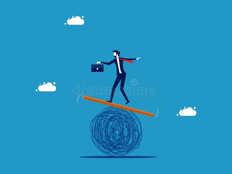 Control Emotions while Solving Difficulties. Businessman Balances Chaos ...