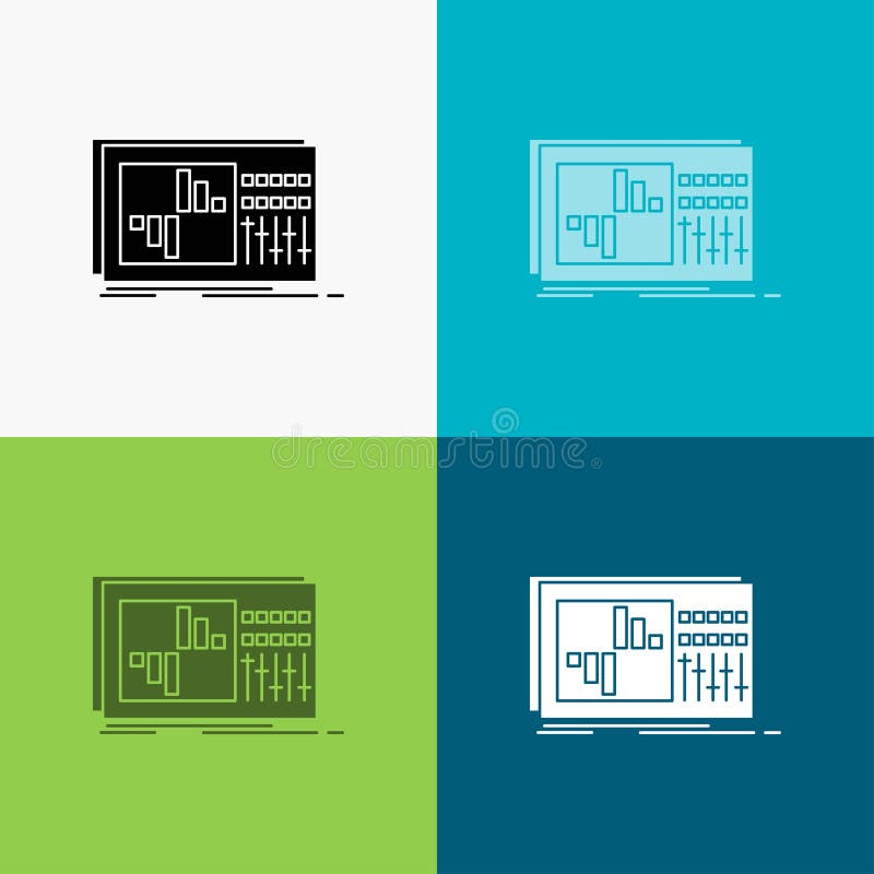Control, Equalizer, Equalization, Sound, Studio Icon Over Various Background. Glyph Style Design ...