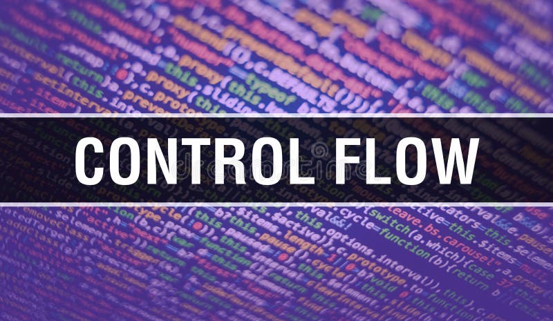 Control Flow with Abstract Technology Binary Code Background.Digital ...