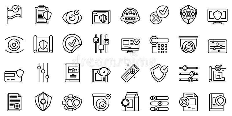 Control Icons Set, Outline Style Stock Vector - Illustration of control ...