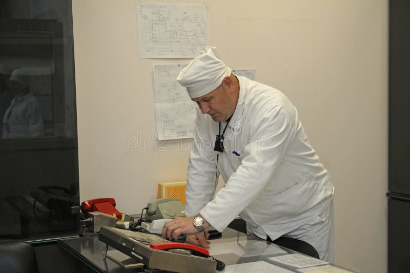 Control Operations Room of Chernobyl Nuclear Power Plant. Operator ...