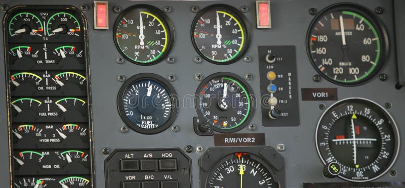 Airplane Cockpit Instruments Stock Photo - Image of guages, panel: 8379438
