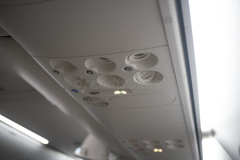 The Control Panel Above the Passenger Seat of the Aircraft. Stock Image ...