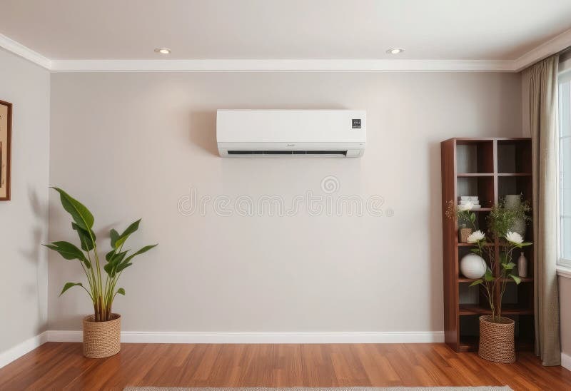 Control Panel of an Air Conditioner Mounted on a Blank Wall Stock ...
