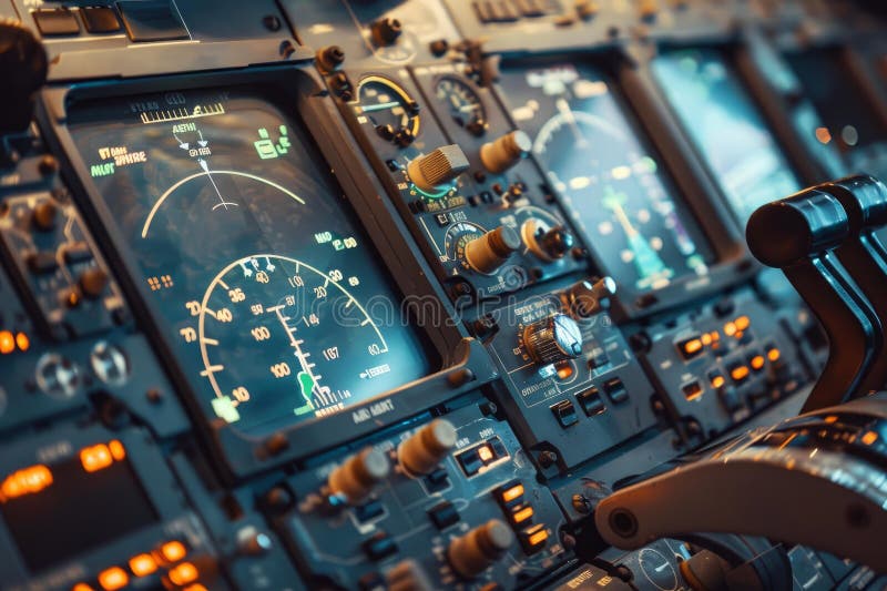 Airplane Cockpit Control Panel Showing Flight and Navigation ...