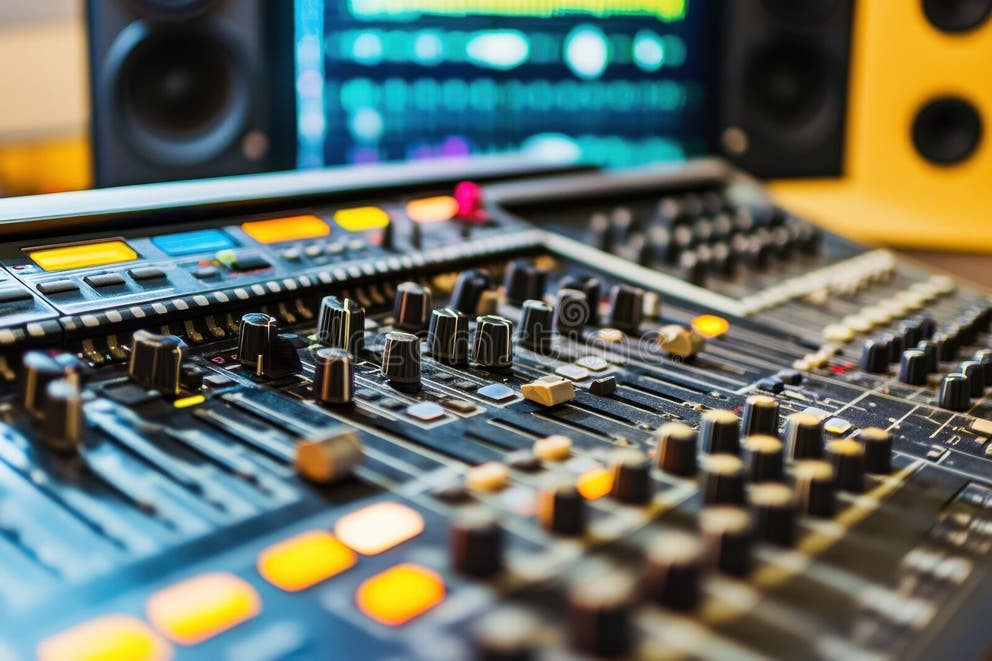 Control Panel with Audio Mixing Equipment in a Professional Studio ...