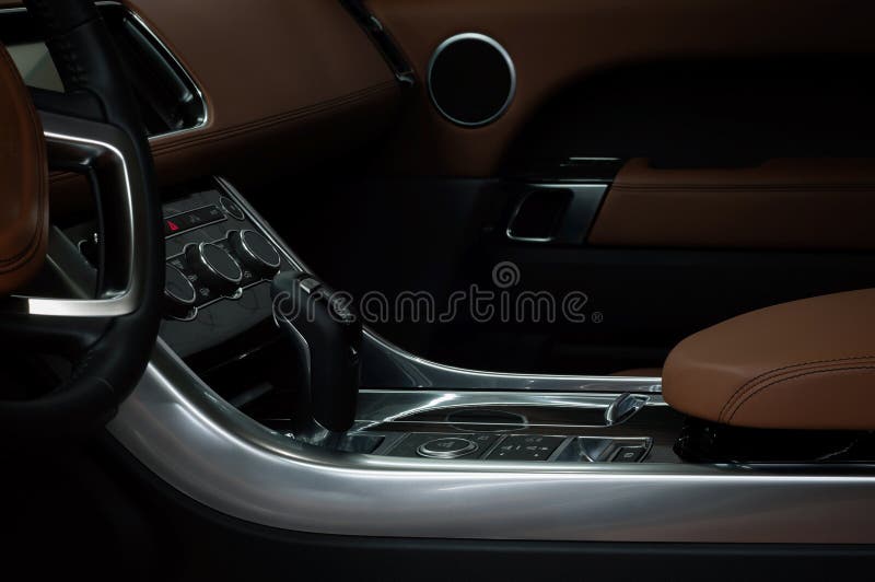 Control Panel with Automatic Transmission in Car. Interior Detail ...