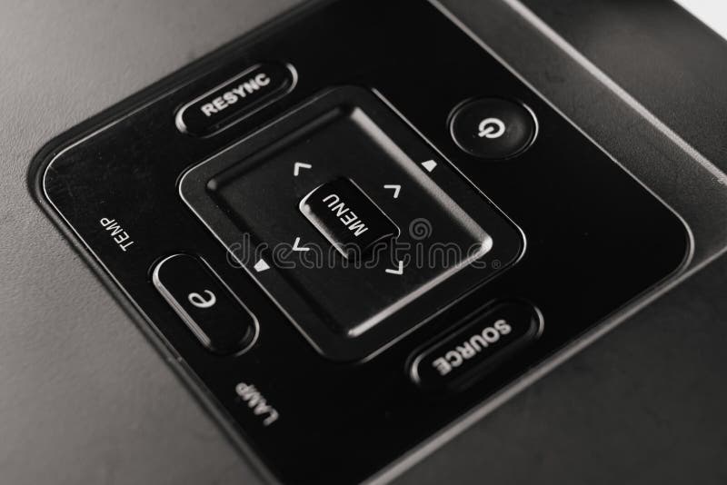 Control Panel of Black Universal Video Projector. Stock Image - Image ...