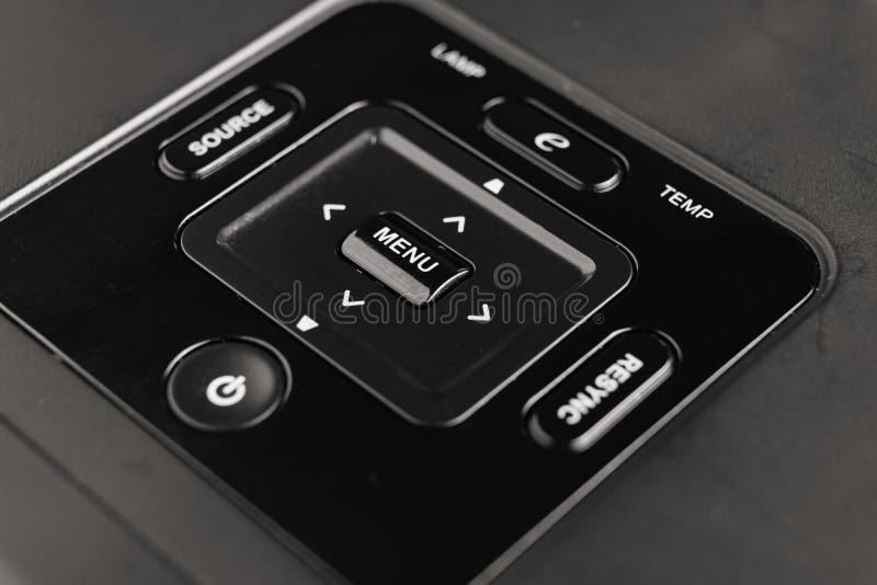Control Panel of Black Universal Video Projector. Stock Image - Image ...