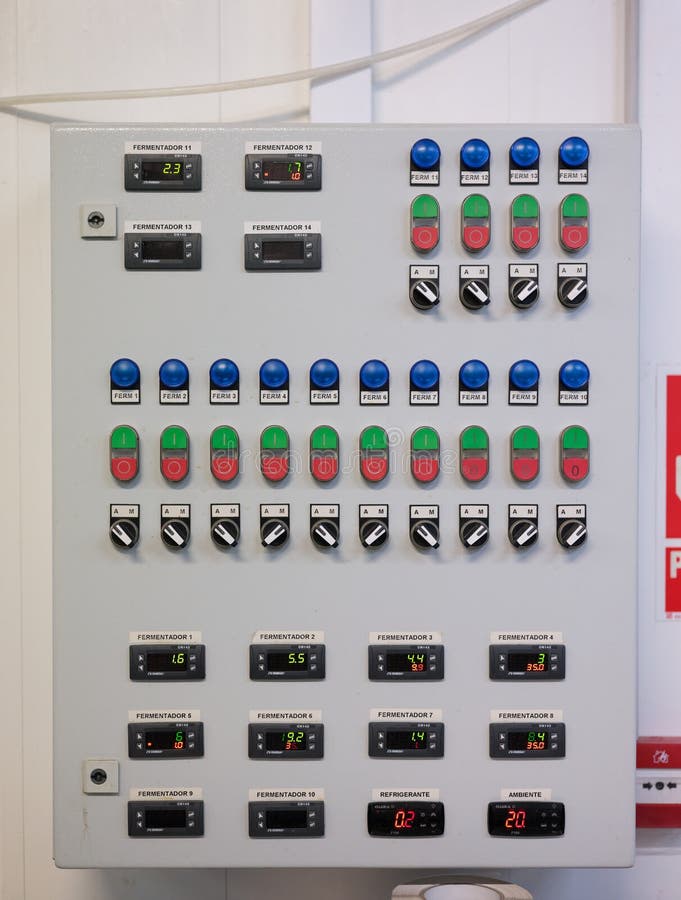 Control Panel of a Brewery with Indicators for the Various Fermenters ...