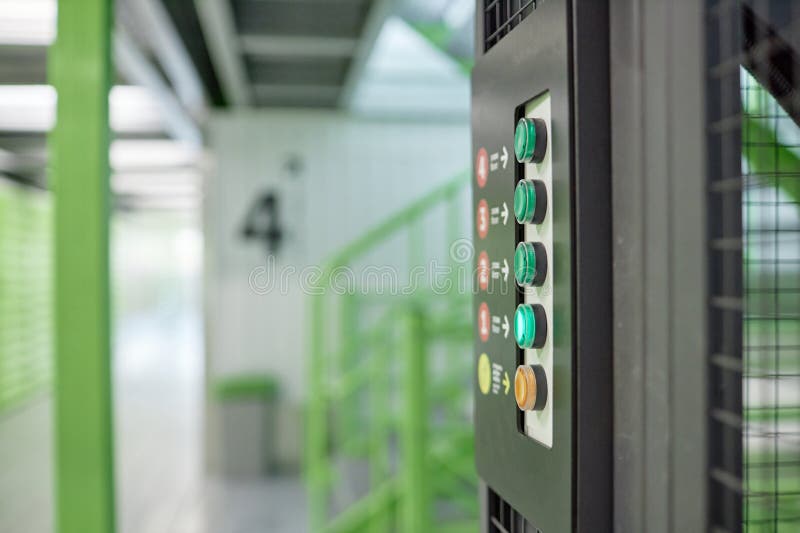 Control Panel with Buttons for Calling Elevator Moving between Levels ...