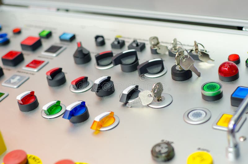 Control Panel with Buttons, Key and Switch Stock Photo - Image of ...