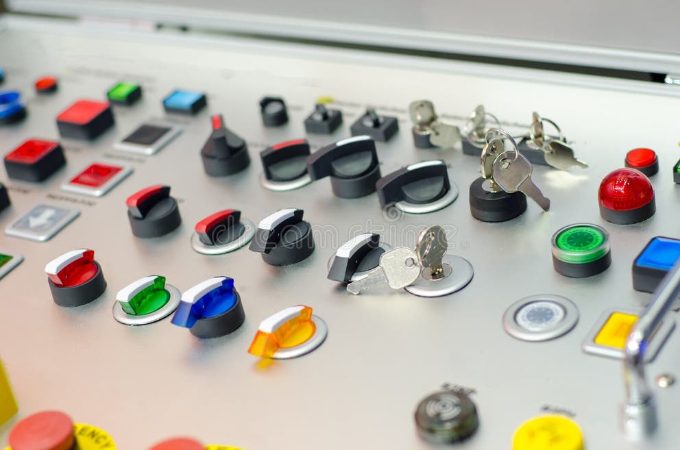 Control Panel with Buttons, Key and Switch Stock Photo - Image of ...