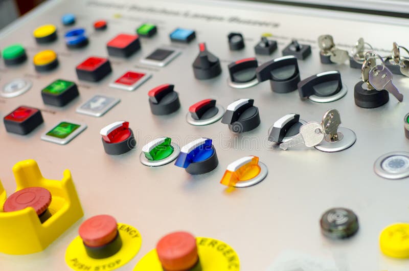Control Panel with Buttons, Key and Switch Stock Photo - Image of ...