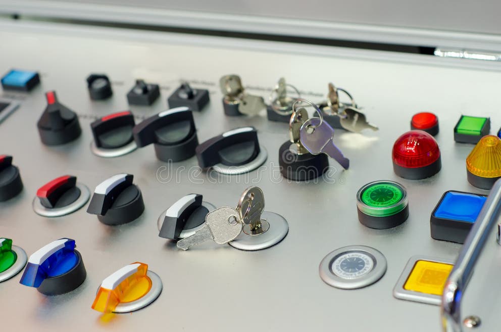 Control Panel with Buttons, Key and Switch Stock Image - Image of ...