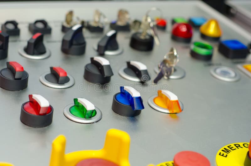 Control Panel with Buttons, Key and Switch Stock Photo - Image of ...