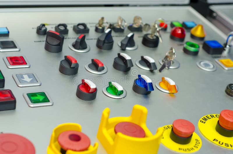 Control Panel with Buttons, Key and Switch Stock Photo - Image of ...