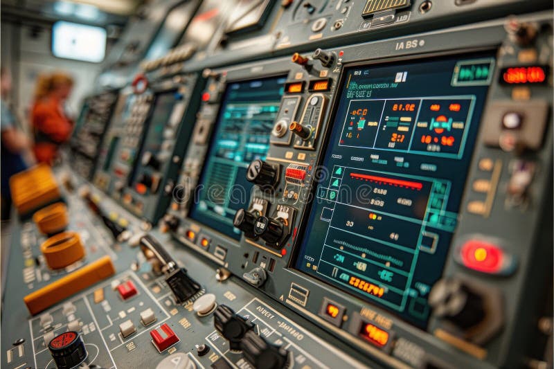 Control Panel with Buttons, Knobs, and Digital Displays for System ...