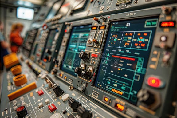 Control Panel with Buttons, Knobs, and Digital Displays for System ...