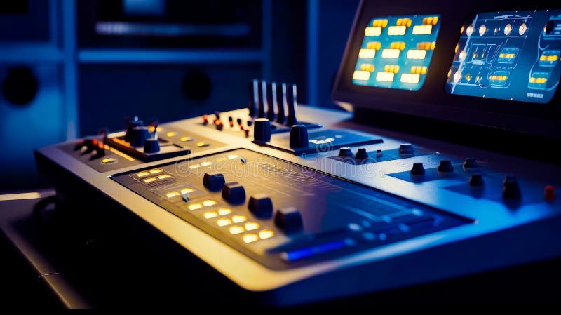Control Panel with Buttons and Knobs in Recording Studio or Studio ...