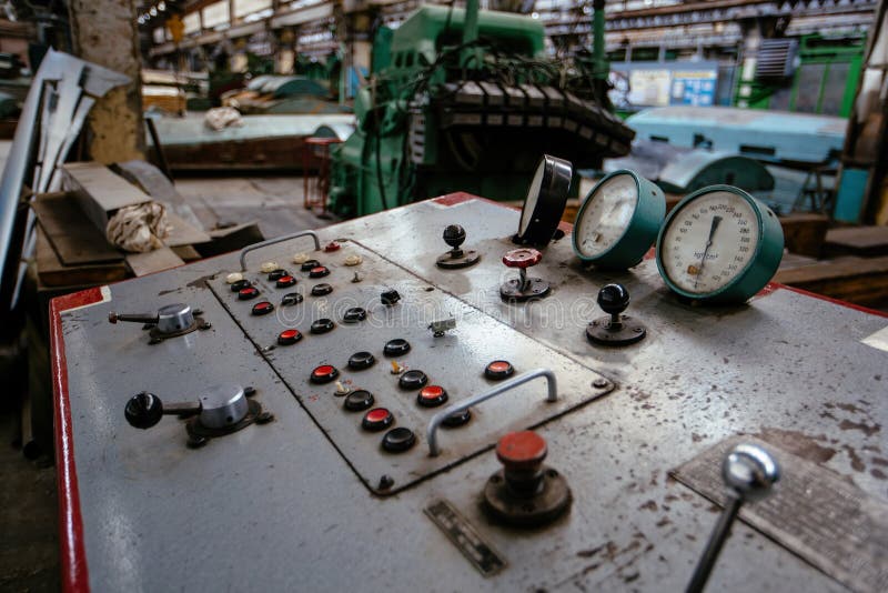 Control Panel with Buttons and Pressure Gauge Stock Photo - Image of ...