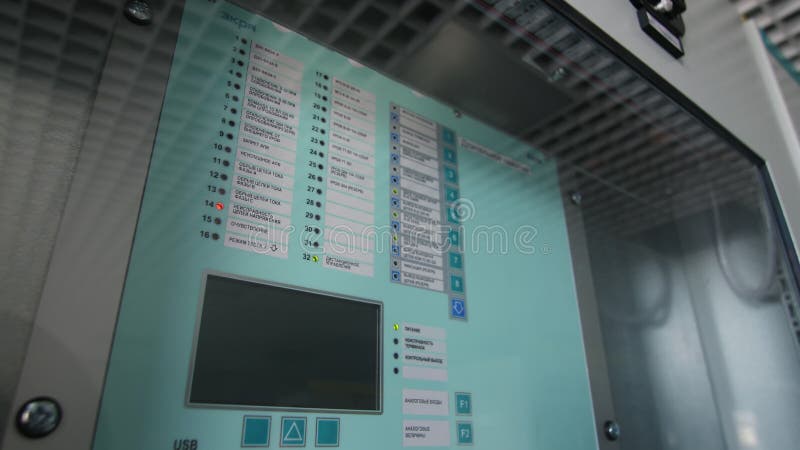 Control Panel with Buttons and Screen Behind Glass Door Stock Footage ...
