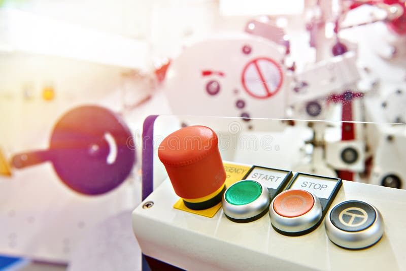 Control Panel with Buttons for Switching Industrial Machine Stock Image ...