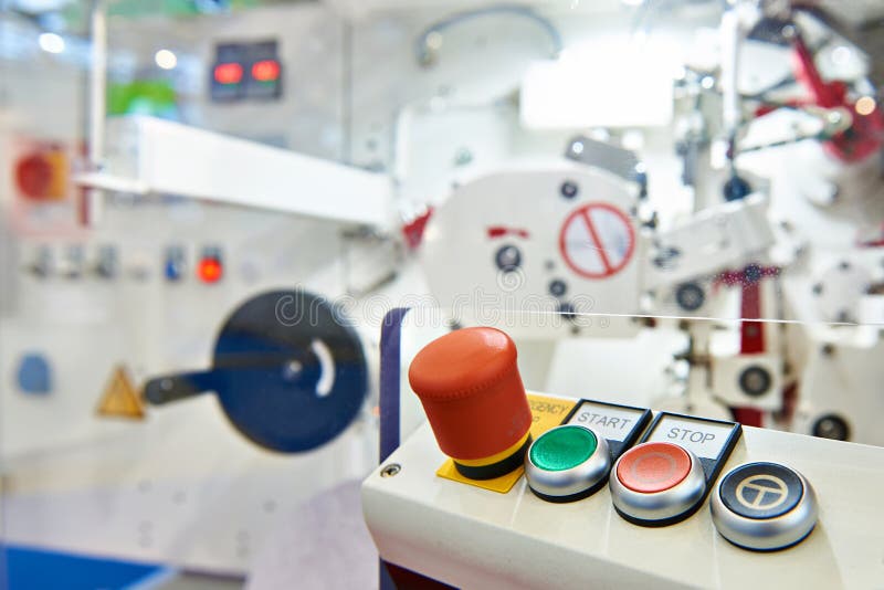 Control Panel with Buttons for Switching Industrial Machine Stock Image ...