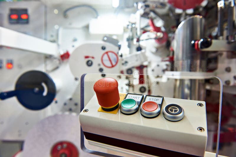 Control Panel with Buttons for Switching Industrial Machine Stock Photo ...