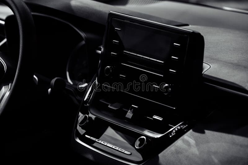Control Panel and Cd in a New Modern Car Interior Stock Image - Image ...