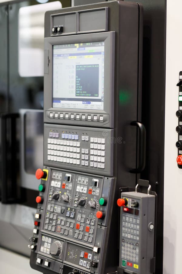 Control Panel of CNC Lathe Machine Close Up Stock Photo - Image of ...