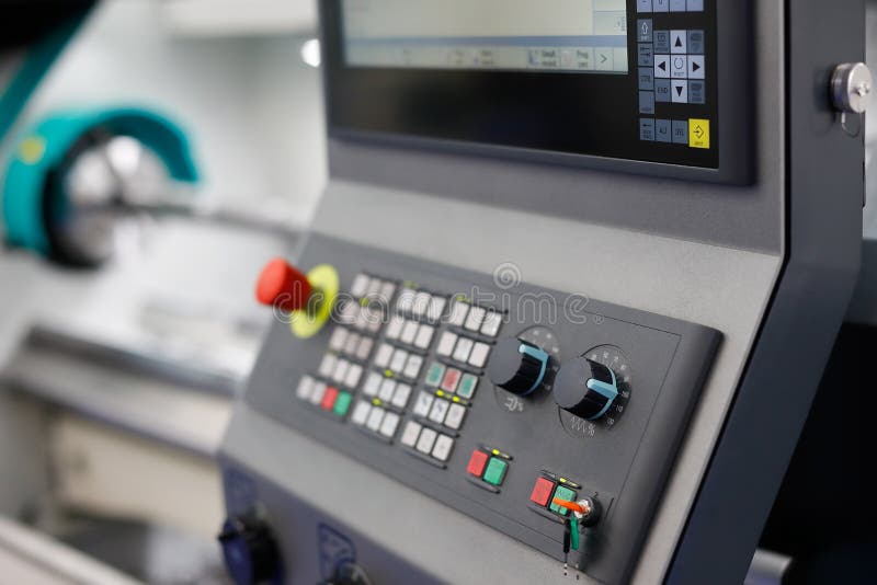 Control Panel of the CNC Lathe Machine Stock Image - Image of digital ...