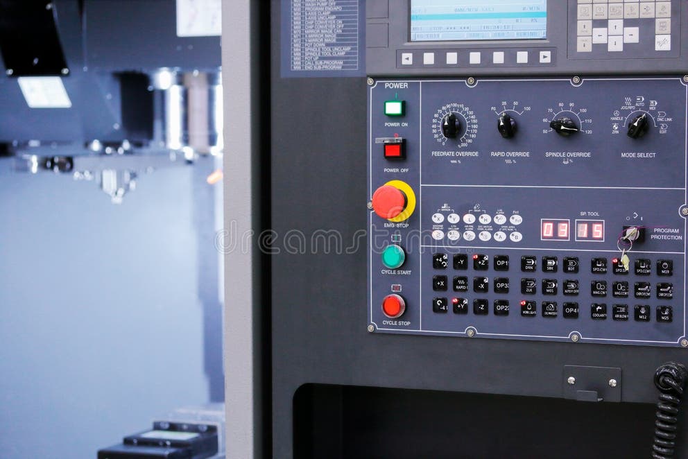 Control Panel of CNC Vertical Milling Machine Stock Image - Image of ...