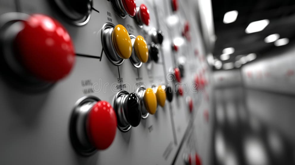 Control Panel with ColorCoded Buttons on a Whiteboard Surface in a ...