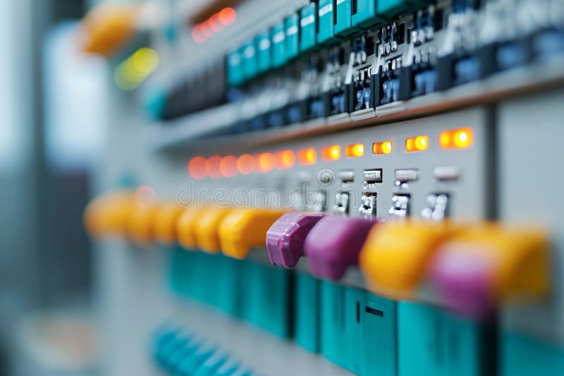 Control Panel with Colored Switches and Indicator Lights. Engineering ...