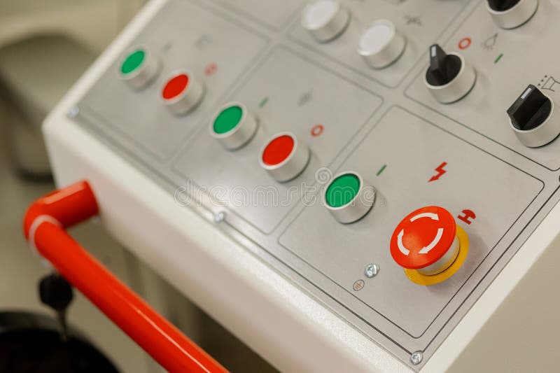 Control Panel with Colorful Buttons for Industrial Operations in a ...