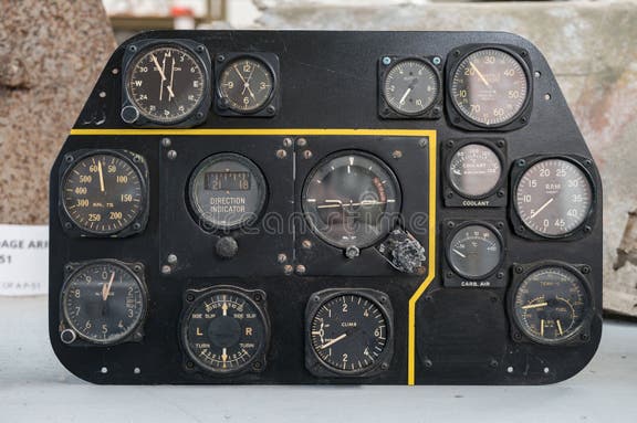 Control Panel, Command and Indicator Clocks of the Cockpit of a P-51 ...
