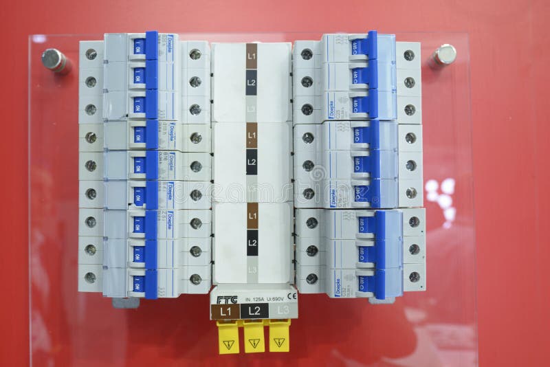 Control Panel Connection Terminals, Electrical Strips Set on Stand ...