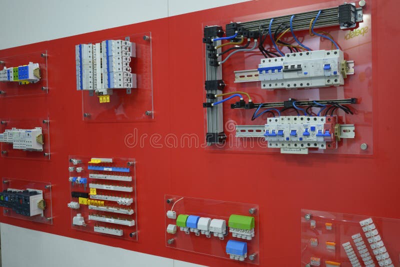 Control Panel Connection Terminals, Electrical Strips Set on Stand ...