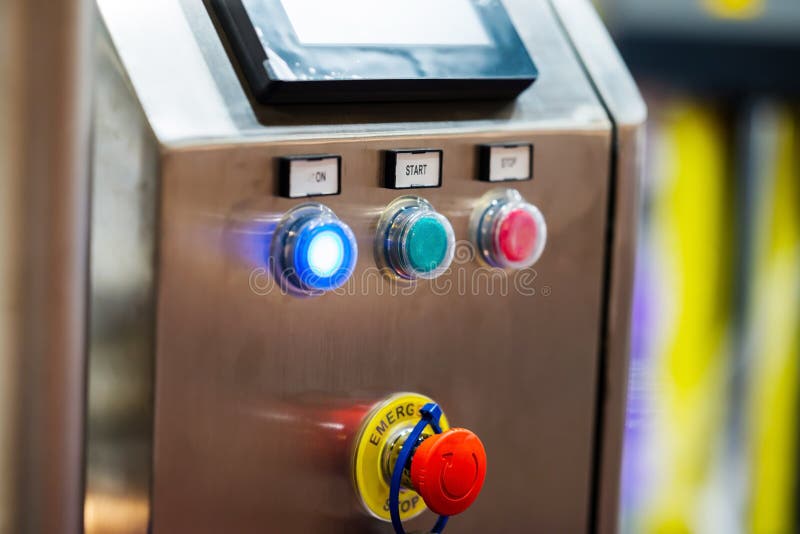 Control Panel on Conveyor Belt for Packaging. the Concept of Industrial ...