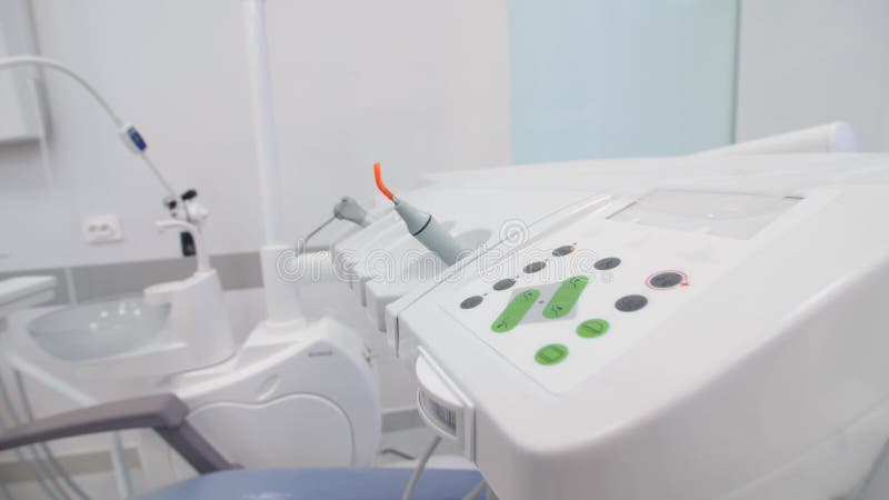 Control Panel of Dentist Machine and Chair in Medical Office Stock ...
