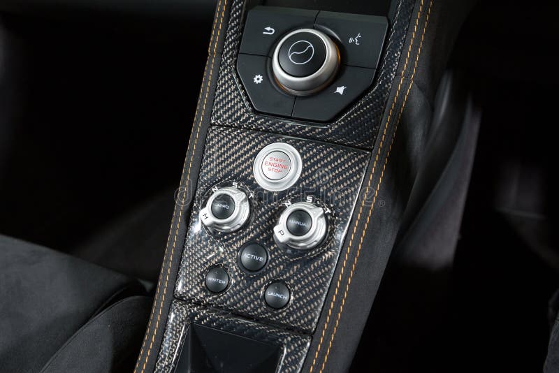 Control Panel Details of a Luxury Car with Black Interior Stock Image ...
