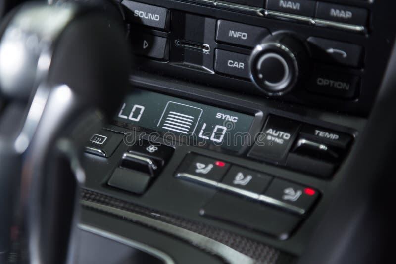 Control Panel Details of a Luxury Car with Black Interior Stock Photo ...