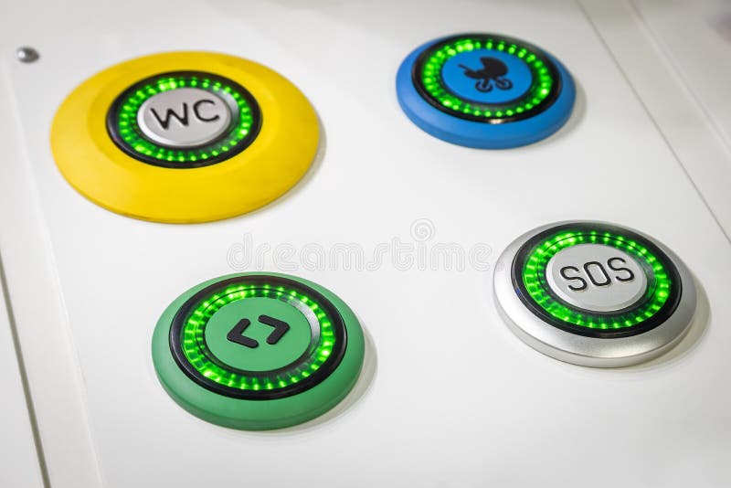 Control Panel with Different Color Buttons and Labels on the Buttons ...